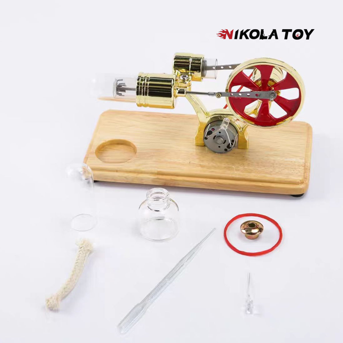 NikolaToy™ Bamboo based single cylinder Stirling engine – Nikola Toy
