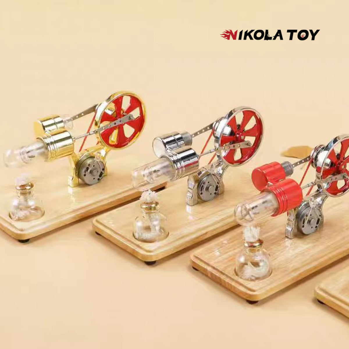 NikolaToy™ Bamboo based single cylinder Stirling engine – Nikola Toy